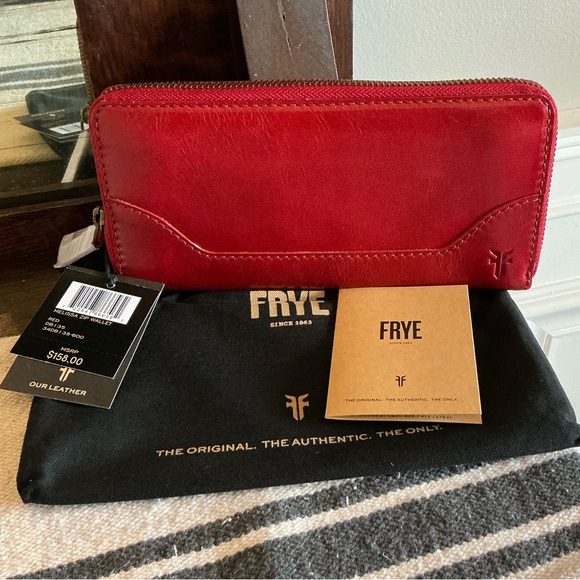 Frye | Bags | Nwt Frye Leather Melissa Zip Around Wallet Red Retail 58 ...